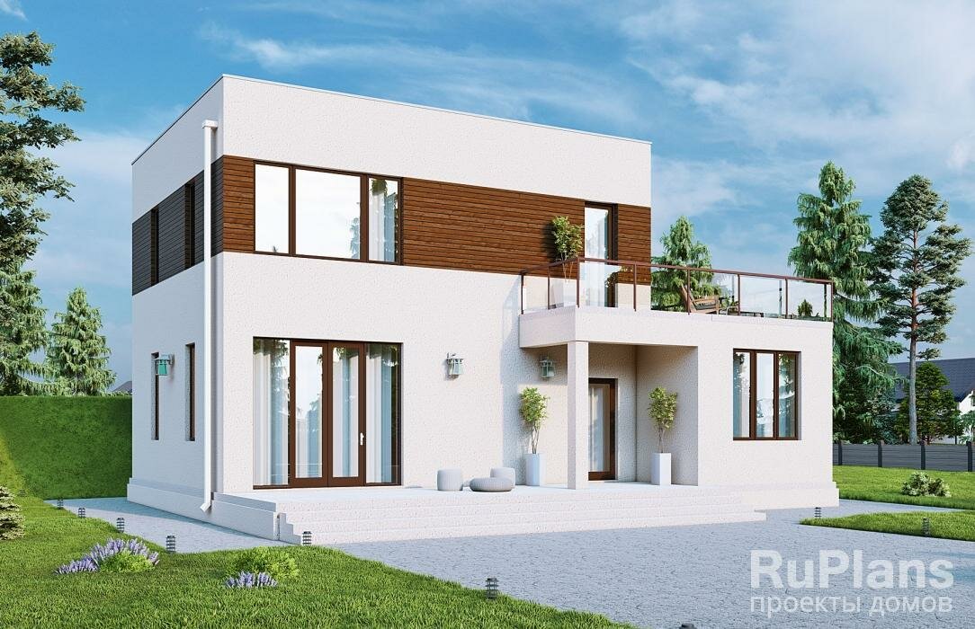 Двухэтажный дом с террасой и студией (160 м2, 13м x 10м) Rg6381