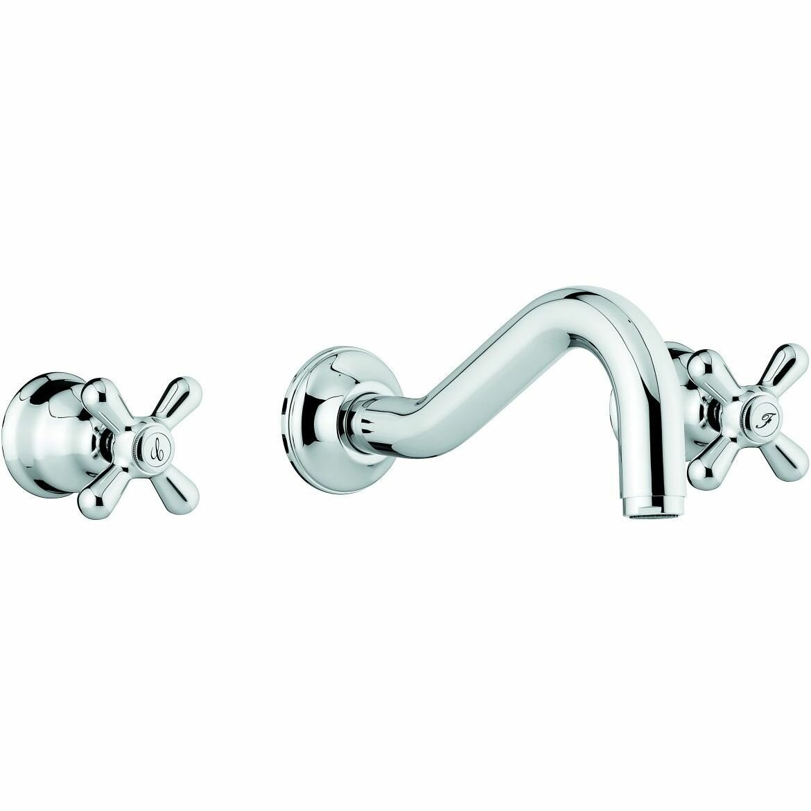 Emmevi Deco Classic, встраиваемый в стену двухвентильный смеситель для раковины (излив 21 см), на 3 отверстия, без донного клапана, цвет бронза