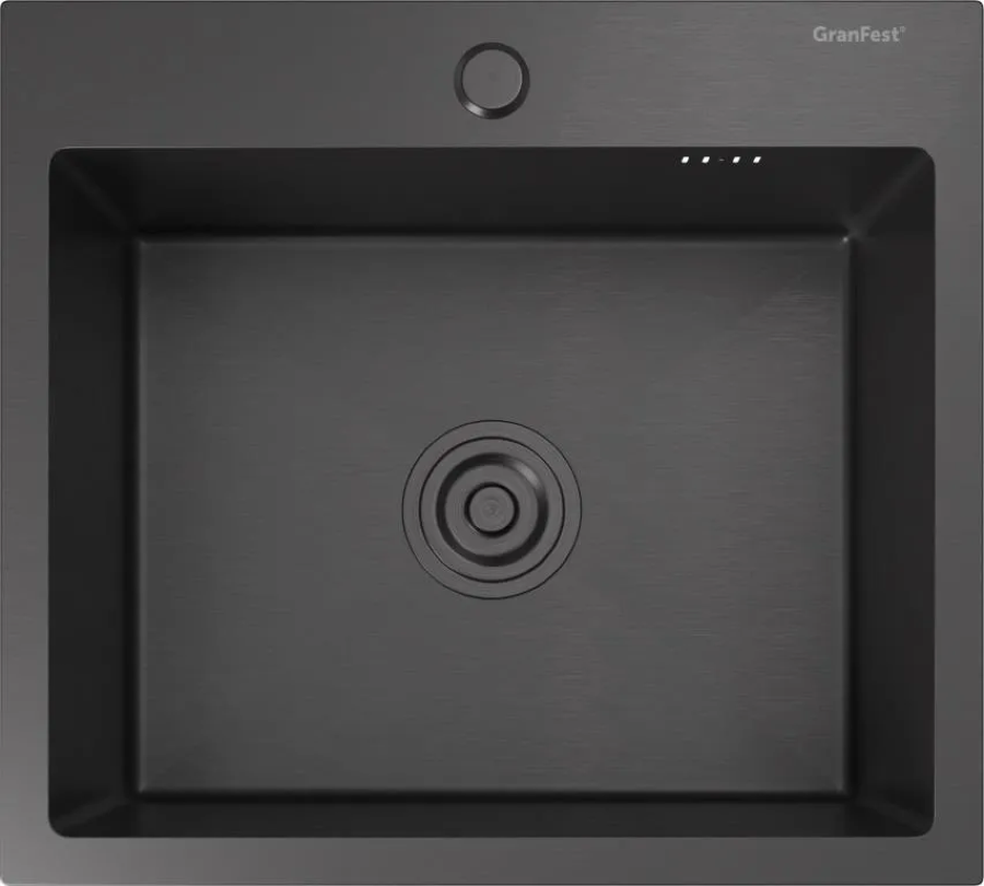 Мойка для кухни из нержавеющей стали GranFest / ГранФест 5045 PVD прямоугольная с технологичным рельефом дна, графит 500х450мм, глубина 20.5см / раковина кухонная врезная