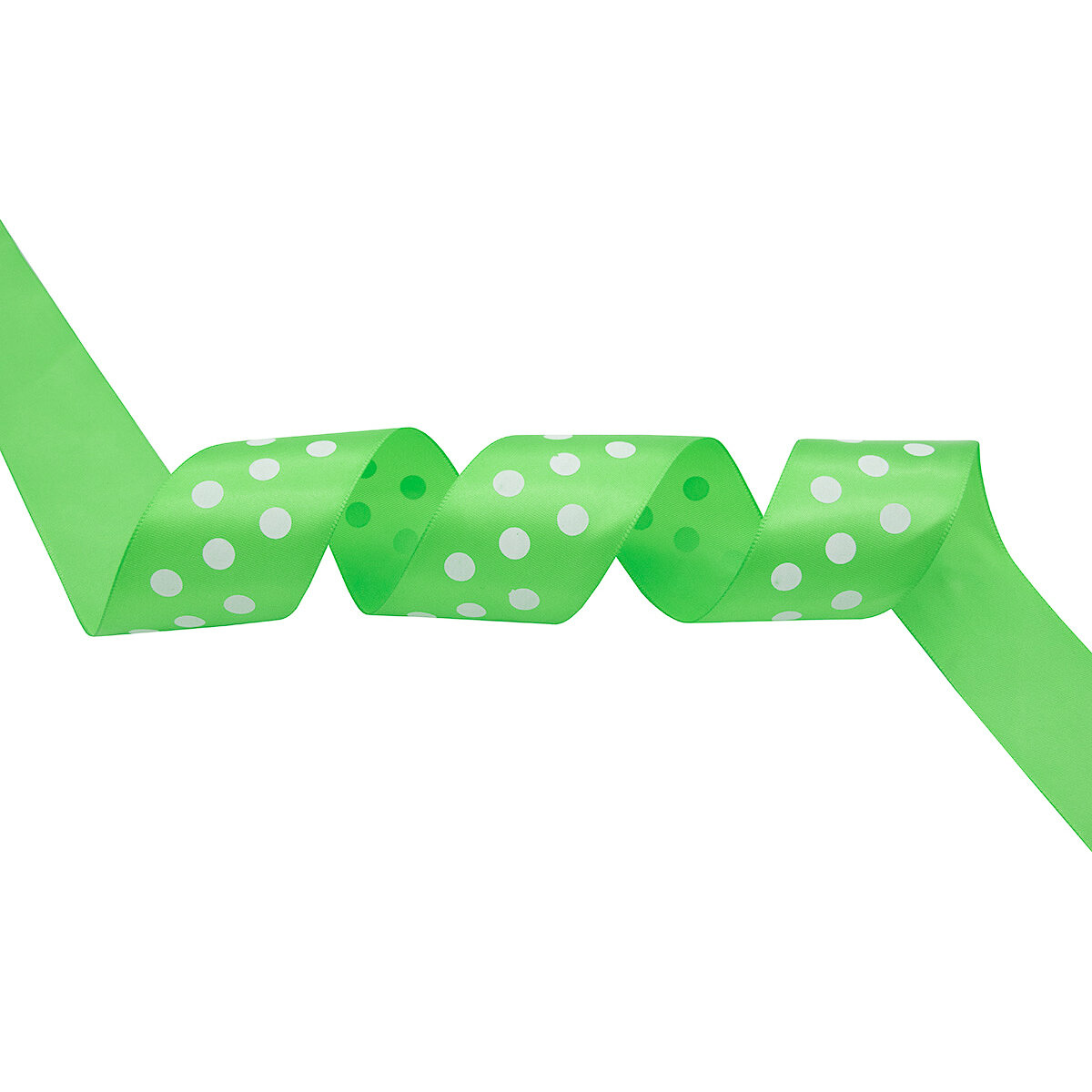 Лента атласная декоративная Айрис 'Горошек', 4,5см*22,5м (зеленый)