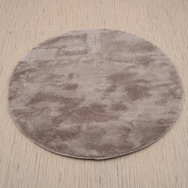 Ковер из искусственного меха кролика турецкий Круглый на пол в спальню в гостиную 120х120 см однотонный ворс 25 мм шегги 400631