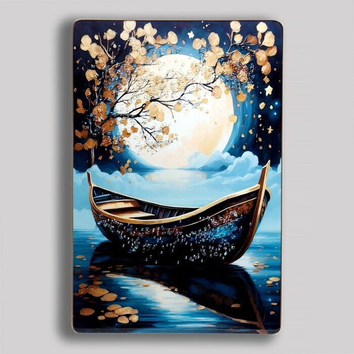 Картина акрил "Лодка под луной" 60х39,5 см 10701178