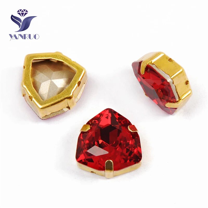 Стеклянные стразы YANRUO 4706 Trilliant Point для декора 12mm 10Pcs, Light Siam