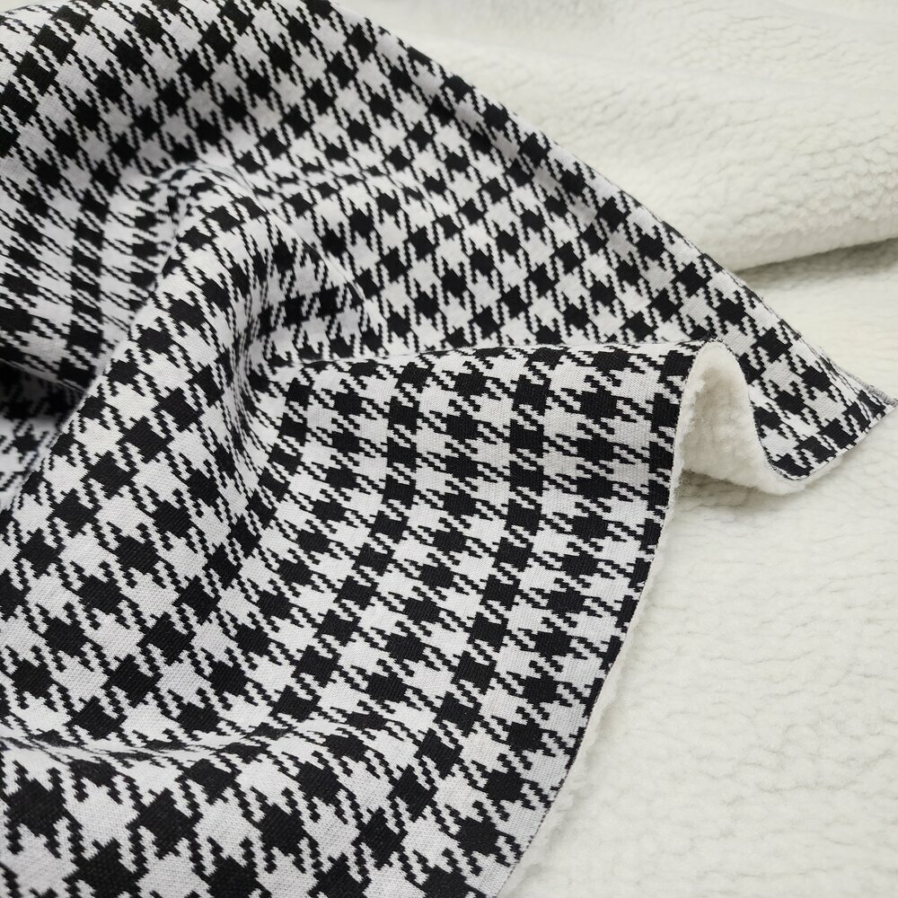 Ткань трикотаж на меху (барашек), гусиные лапки, 100*160см