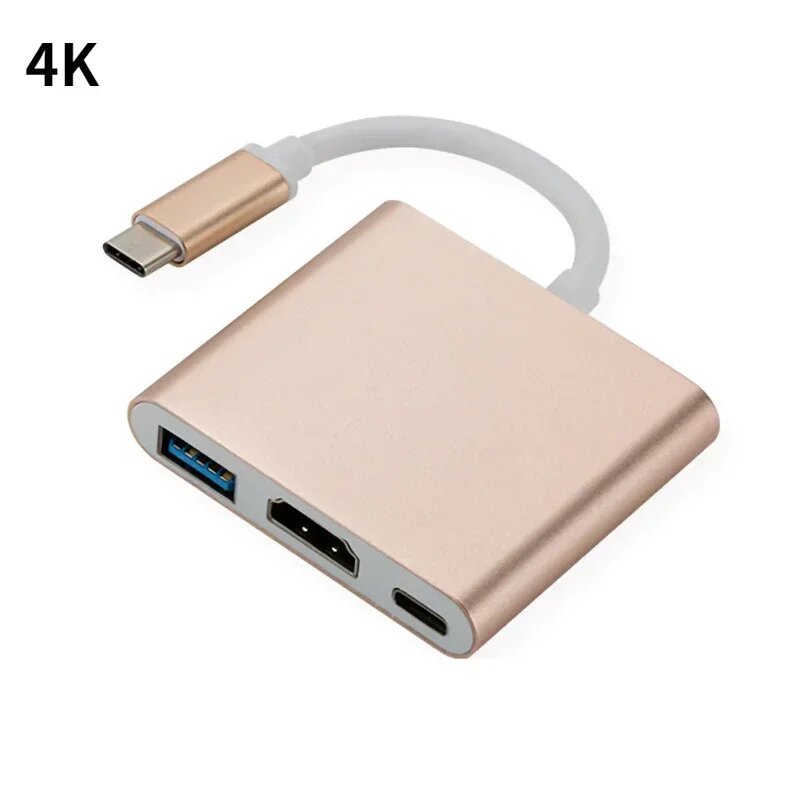 Адаптер USB-C 3-в-1 4K HDMI USB 3.0 Gold