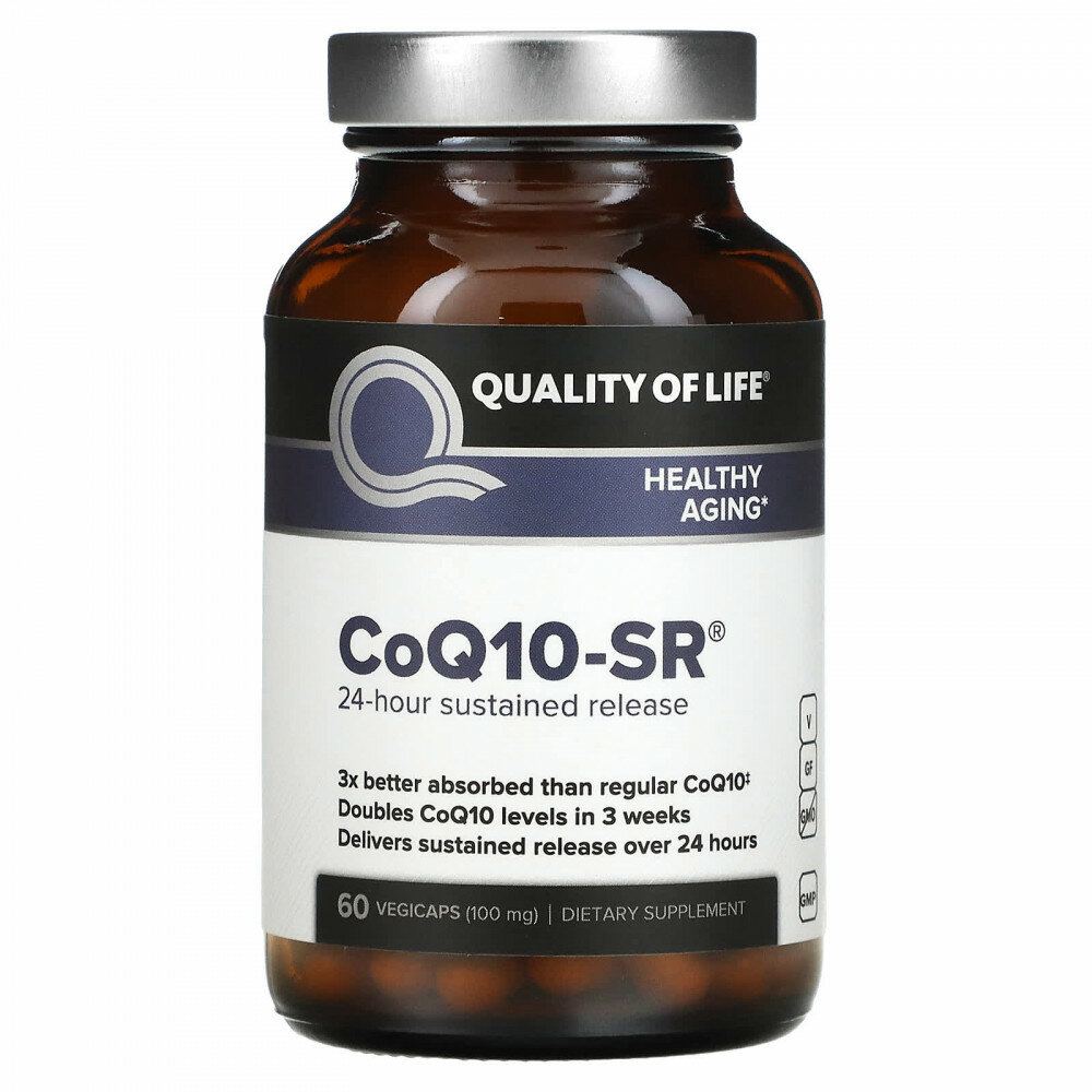 Quality of Life, CoQ10-SR®, 100 мг, 60 растительных капсул