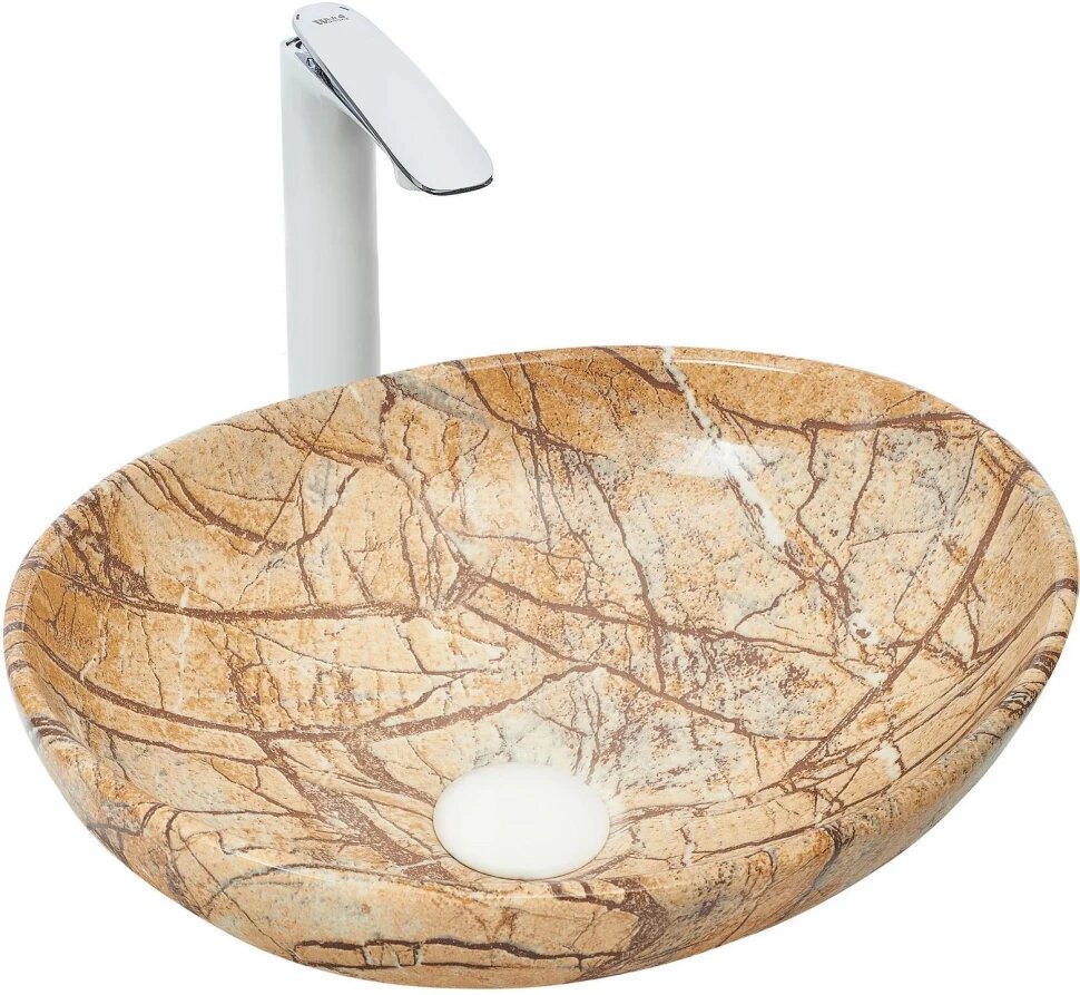 Раковина-чаша WeltWasser Elbach 3078 M818 10000004552 41x33,5 см, накладная, коричневый мрамор