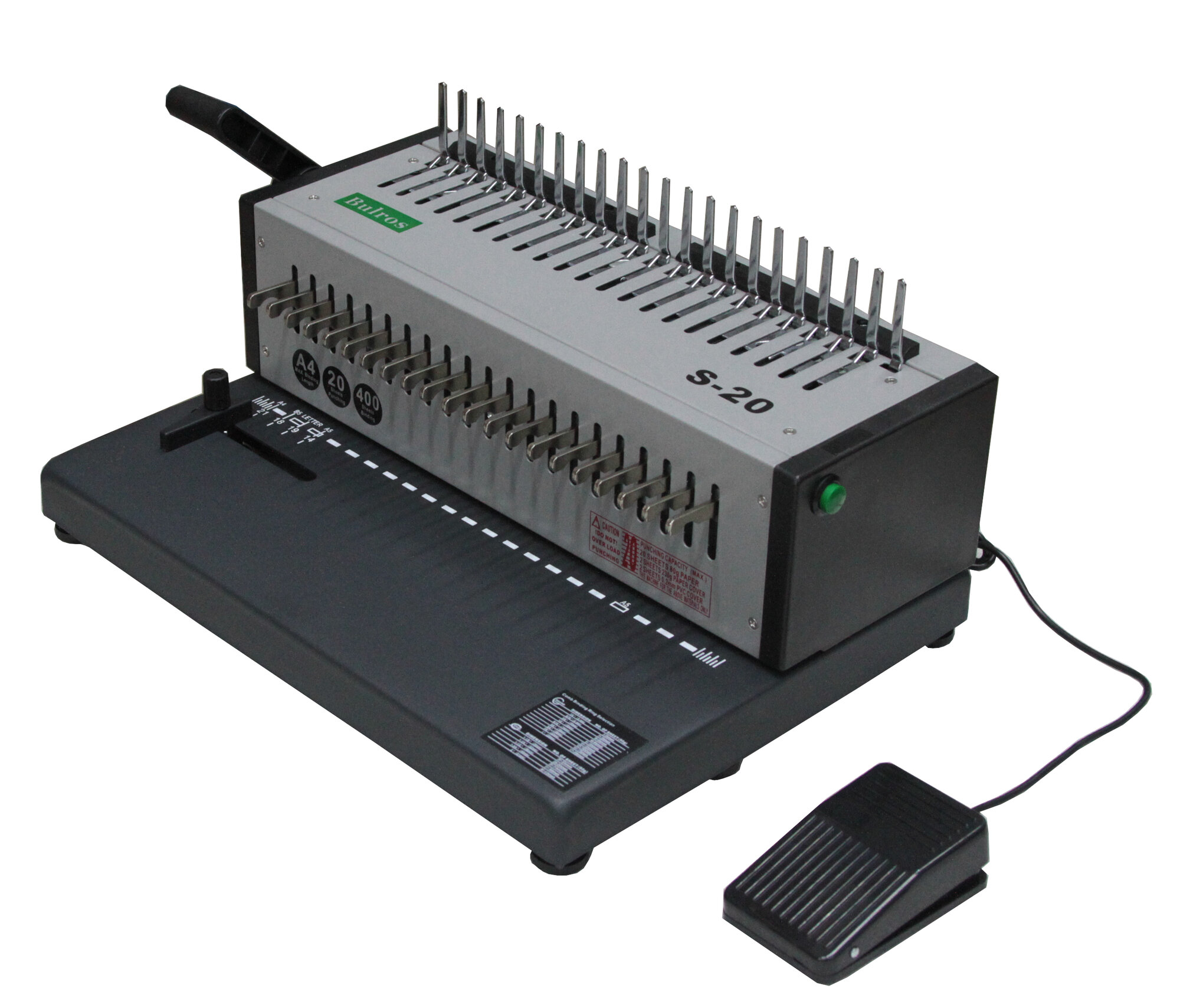 Переплетчик Bulros S-20 на пластиковую пружину, электрический, A4 (297мм) 20/500 листов
