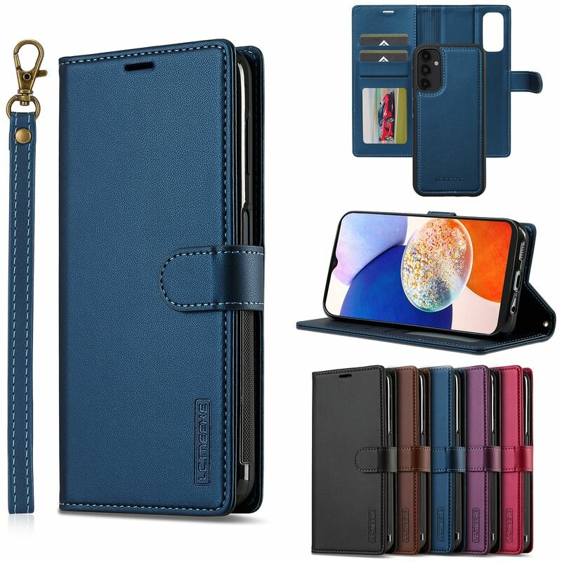 LCIMEEKE Чехол-книжка для Samsung Galaxy A54 5G / Самсунг Галакси А54 5G Роскошный дизайнерский 2 в 1 съемный кожаный чехол-кошелек с ремешком на руку