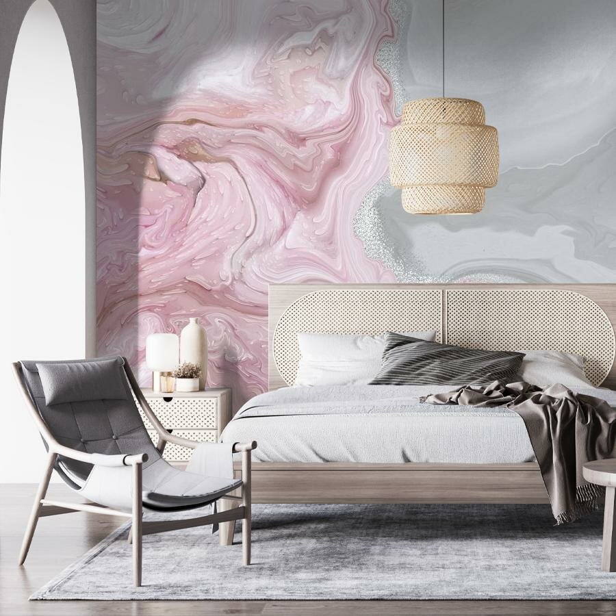 Фотообои Флюид розовые разводы 13-328-S-Песок 270 x 200 см (ВхШ) Метровые, флизелиновые, влагостойкие обои MasterFresok
