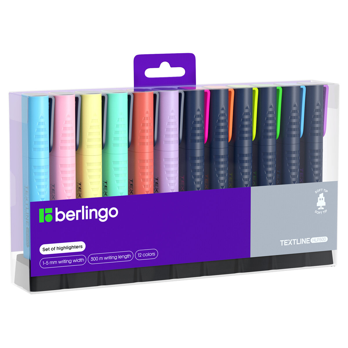 Комплект 2 шт, Набор текстовыделителей Berlingo "Textline HLP500" 12цв, 1-5мм, PET-бокс с ЕП