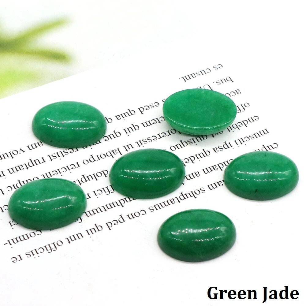 Натуральные кристаллы, овальные бусины-кабошоны, 5 шт. Изумрудный, 8x10mm, Green Jade
