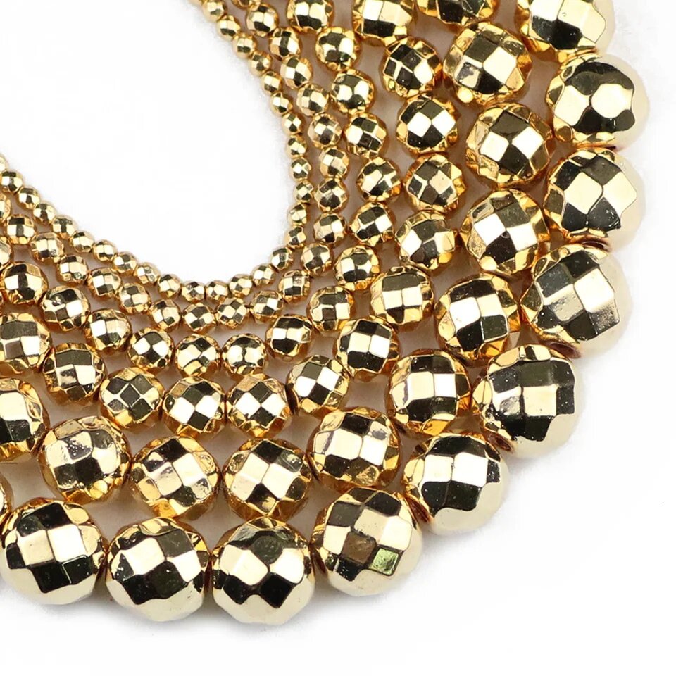 YHBZRET Гематитовые бусины золотого цвета 2/3/4/6/8/10 мм