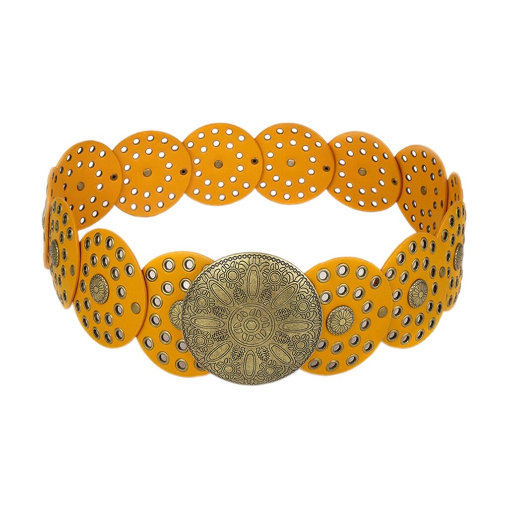 Широкий пояс для женщин, поясная цепочка с люверсами, диск живота, платье резьбой в стиле вестерн