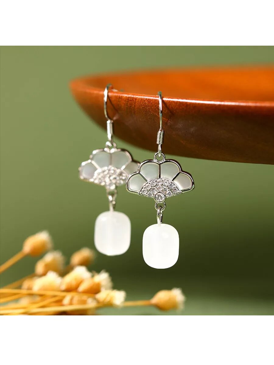 Серьги, стекло, искусственный камень, металл, эмаль