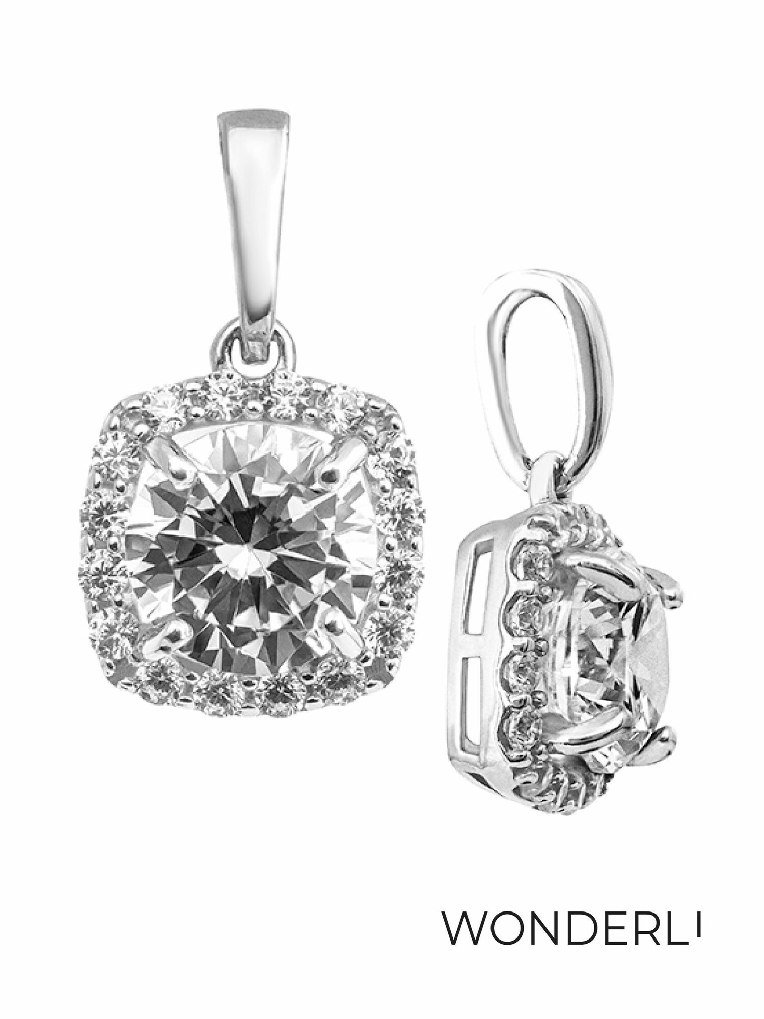 Подвеска, серебро, 925 проба, родирование, фианит