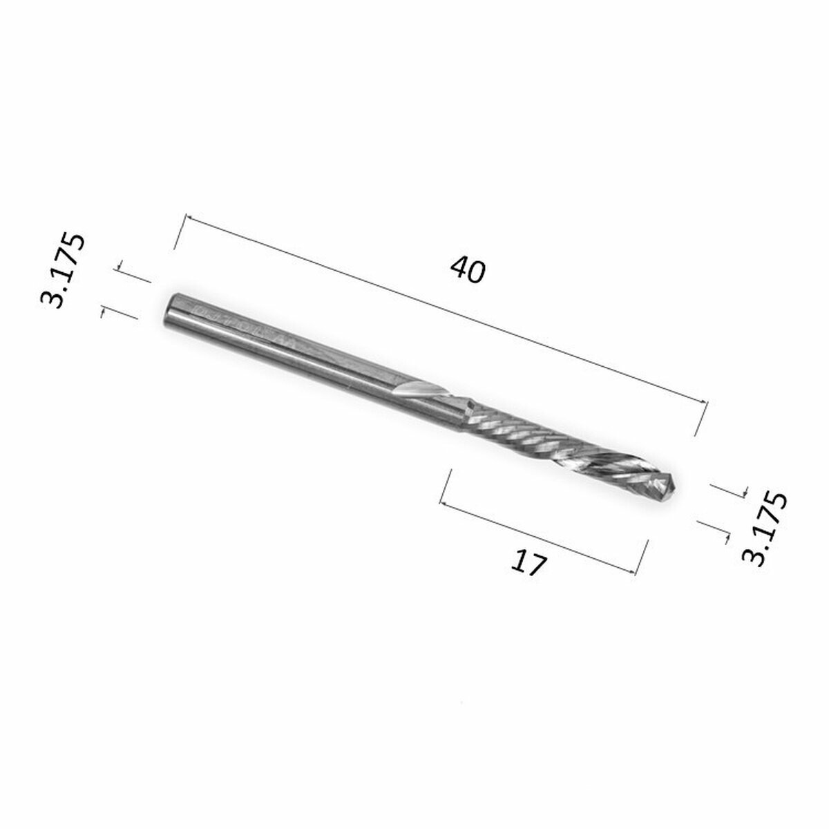 Фреза DJTOL AA1FLX3.17 компрессионная спиральная однозаходная (по дереву, композиту (АКП), пластику)