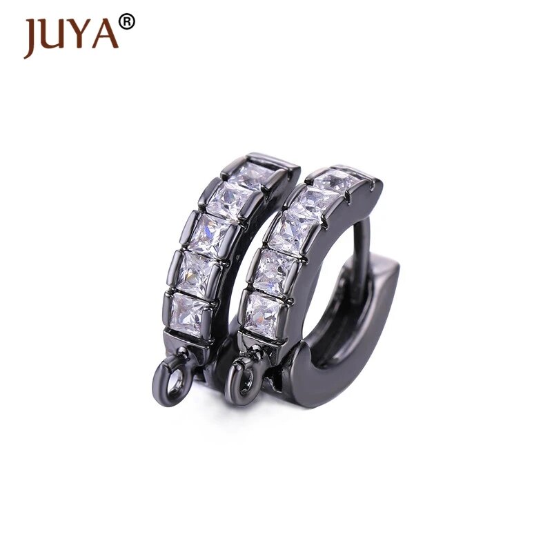 Серьги-кольца Juya, кубический цирконий, черные, 2 шт.