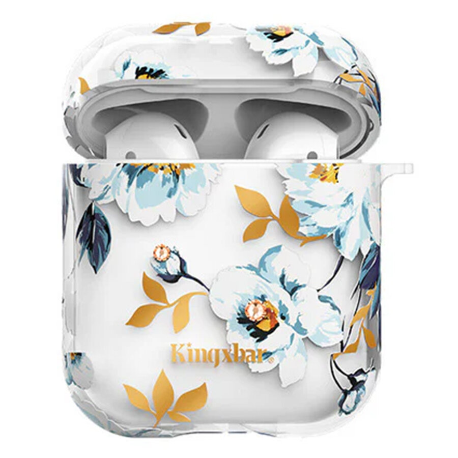 Чехол пластиковый Kingxbar со шнурком для Airpods 2, прозрачный, гардения (20)