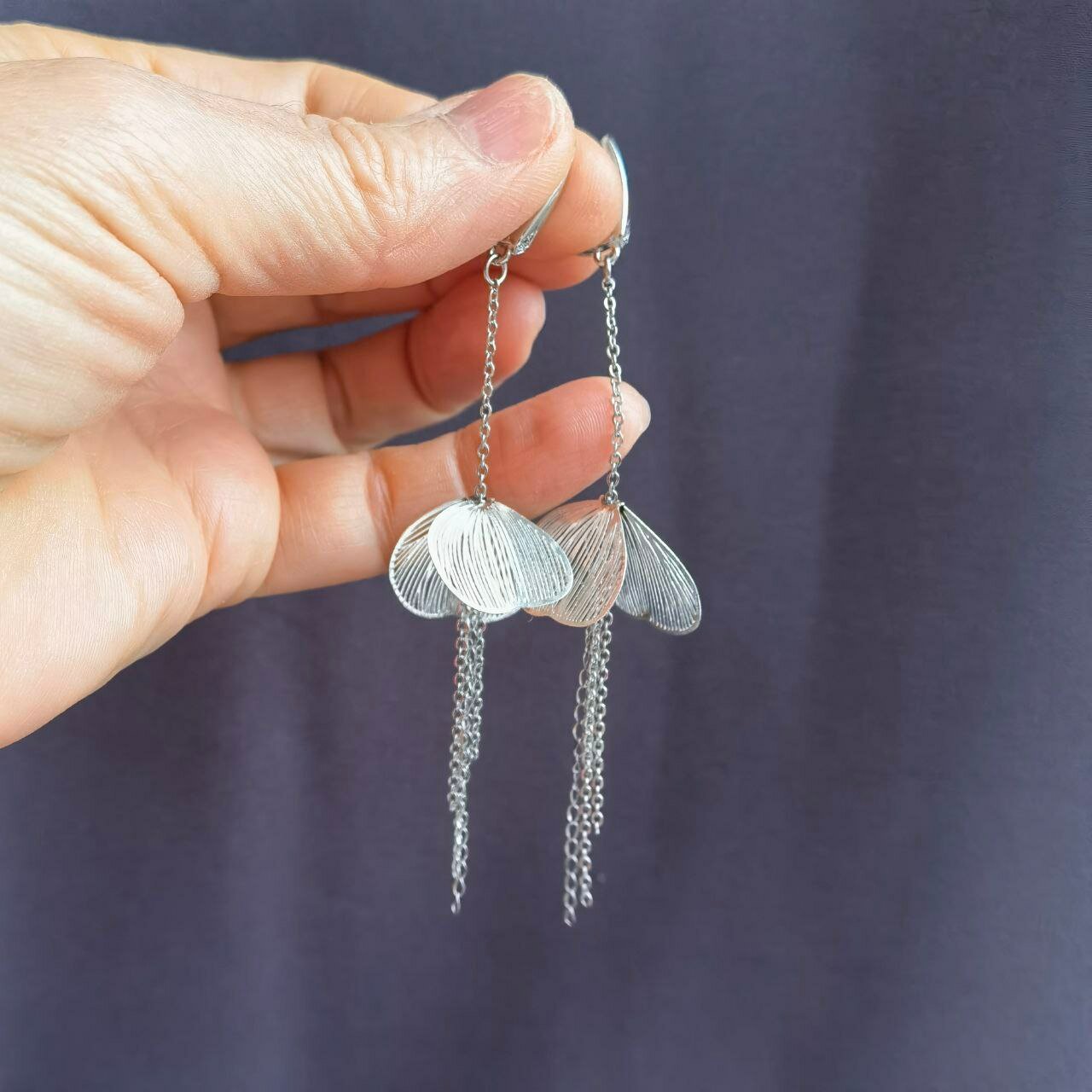 Серьги цепочки Камни Елены