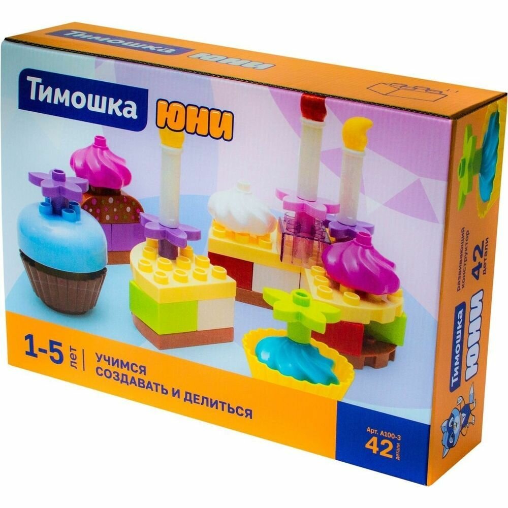 Конструктор Тимошка "Учимся создавать и делиться", 42 детали, 1-5 лет (А100-3)