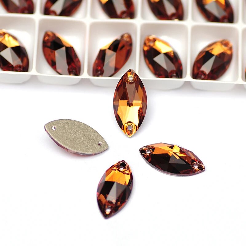 Стразы YANRUO Lt. Дымчатый топаз 7x15mm 30Pcs