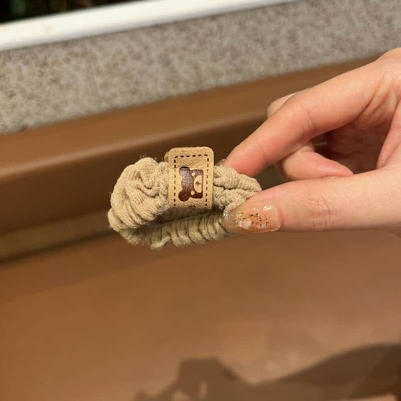 Кольцо для волос "Медвежонок", утолщенное, осенне-зимнее, цвет хаки