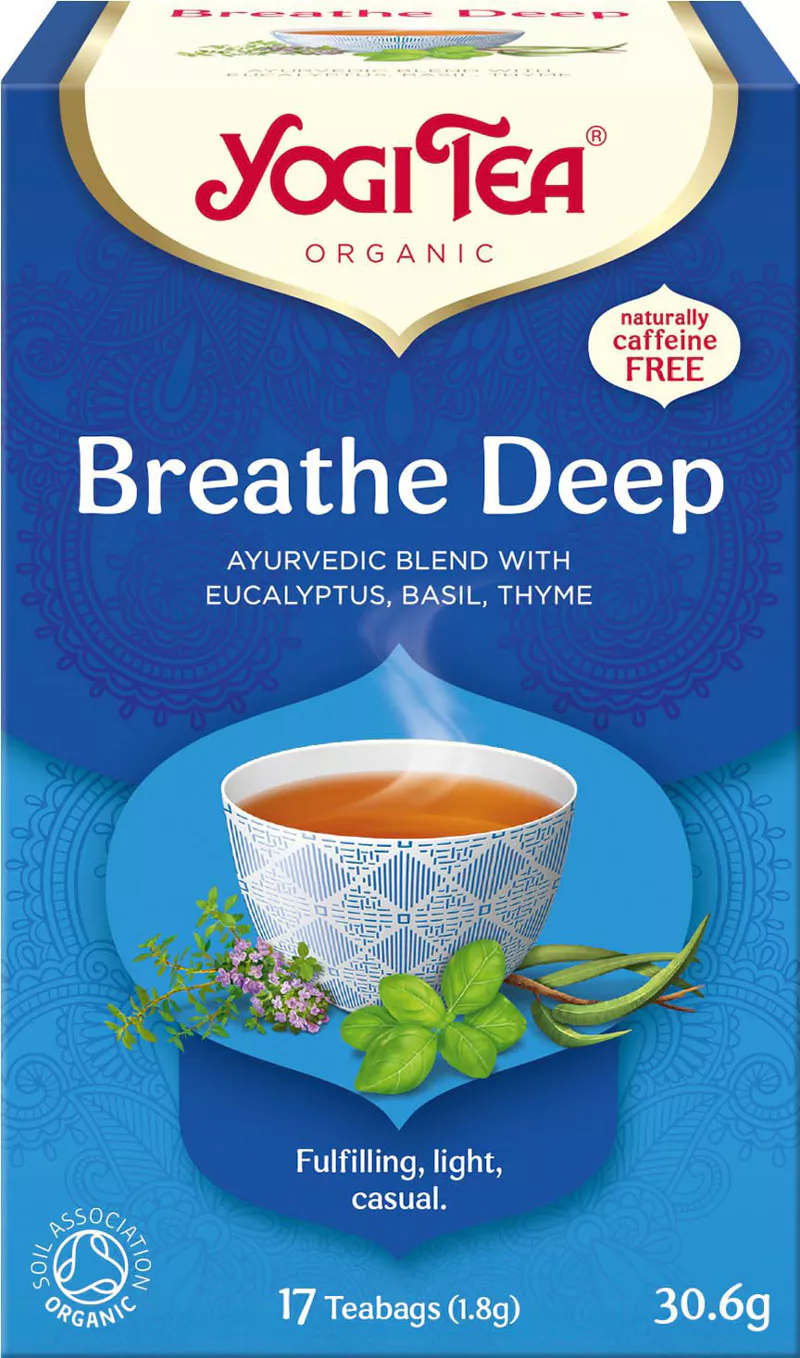 Чай в пакетиках Yogi Tea Breathe Deep Дышите глубоко, Эвкалипт, Базилик, Тимьян, 17 пакетиков