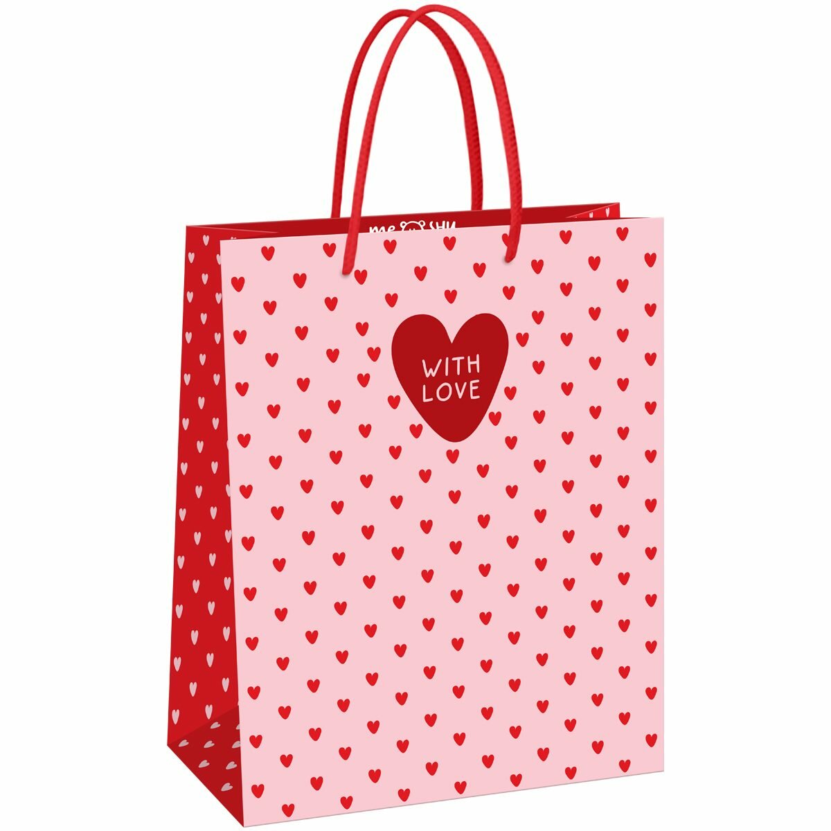 Пакет подарочный 26x32x12см MESHU "Heart pattern", матовая ламинация (MS_61606)