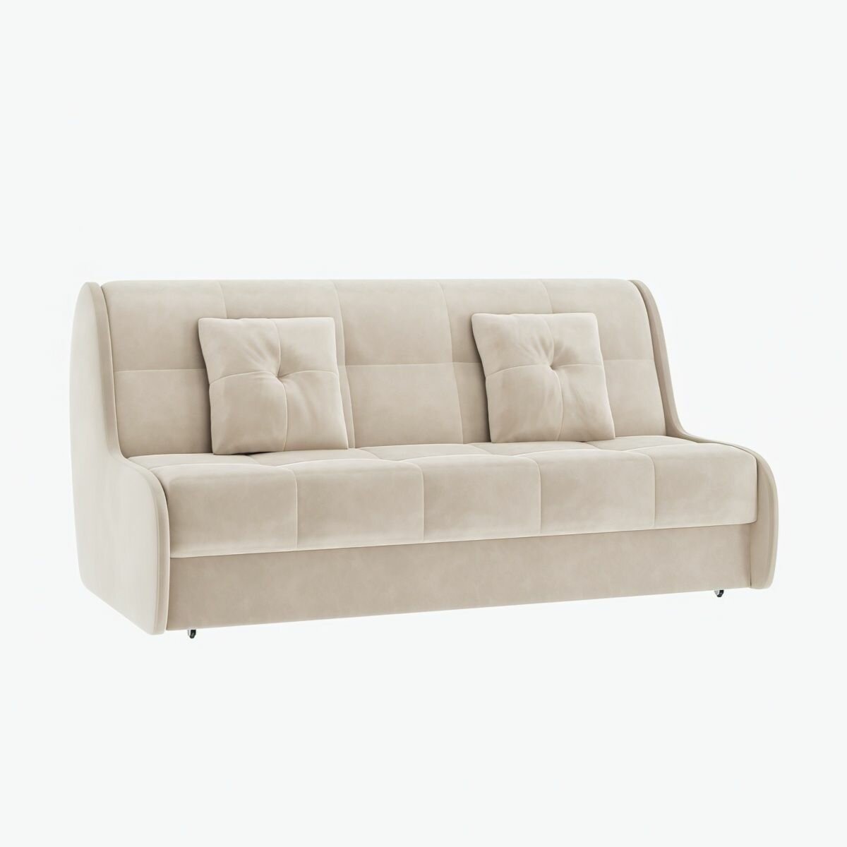 Диван-кровать Барон 2 в светло-бежевом велюре, механизм аккордеон, спальное место 120х200 см