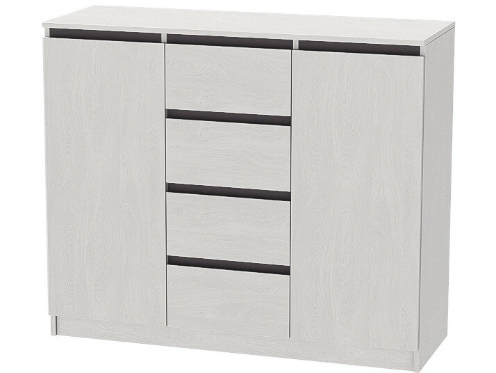 Комод 2-Створки/Ящики, роликовые направляющие, Ясень Анкор Светлый/Графит ЛДСП