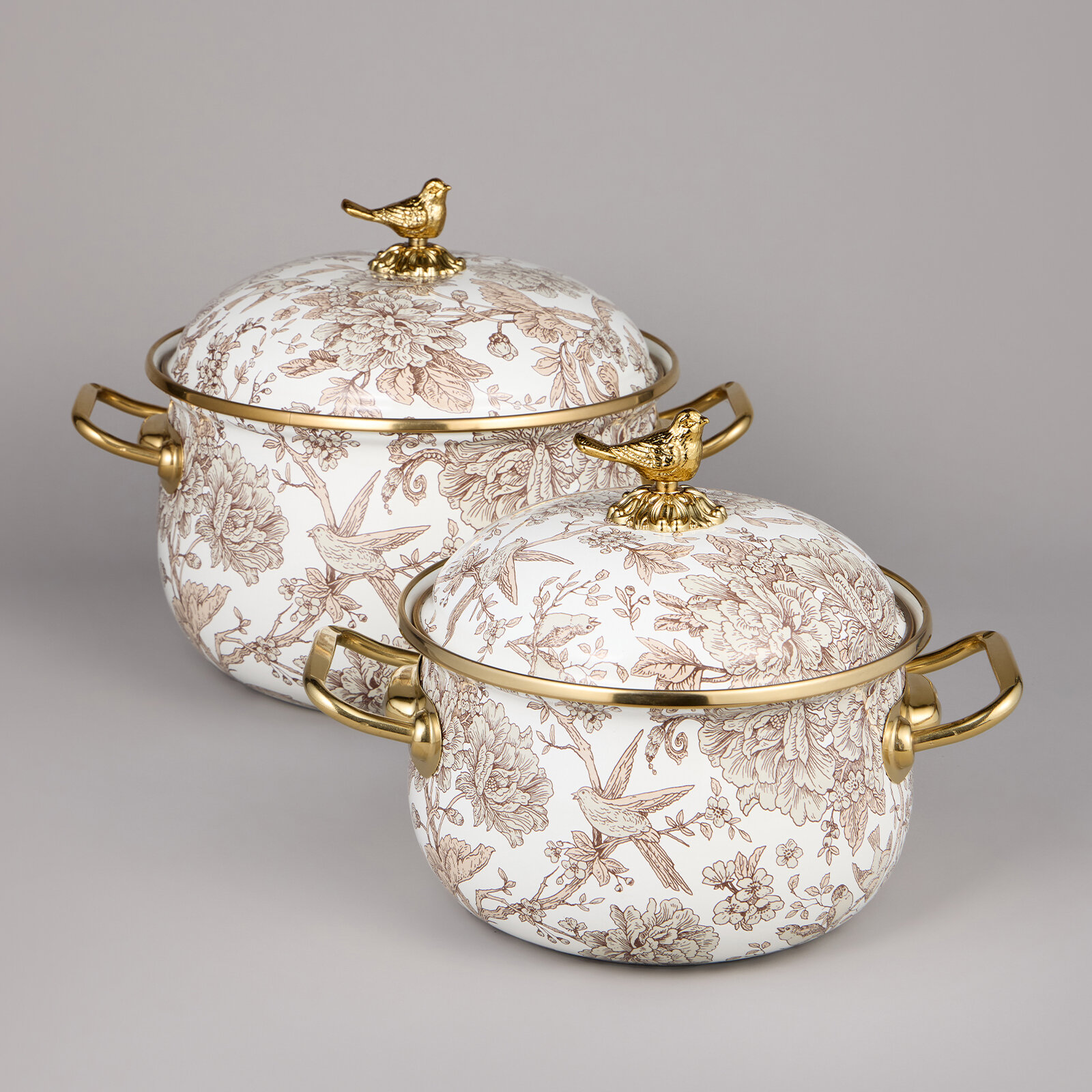 Набор кастрюль AGNESS эмалированных серия ROYAL GARDEN, 4ПР. 2,1Л И 3,8Л