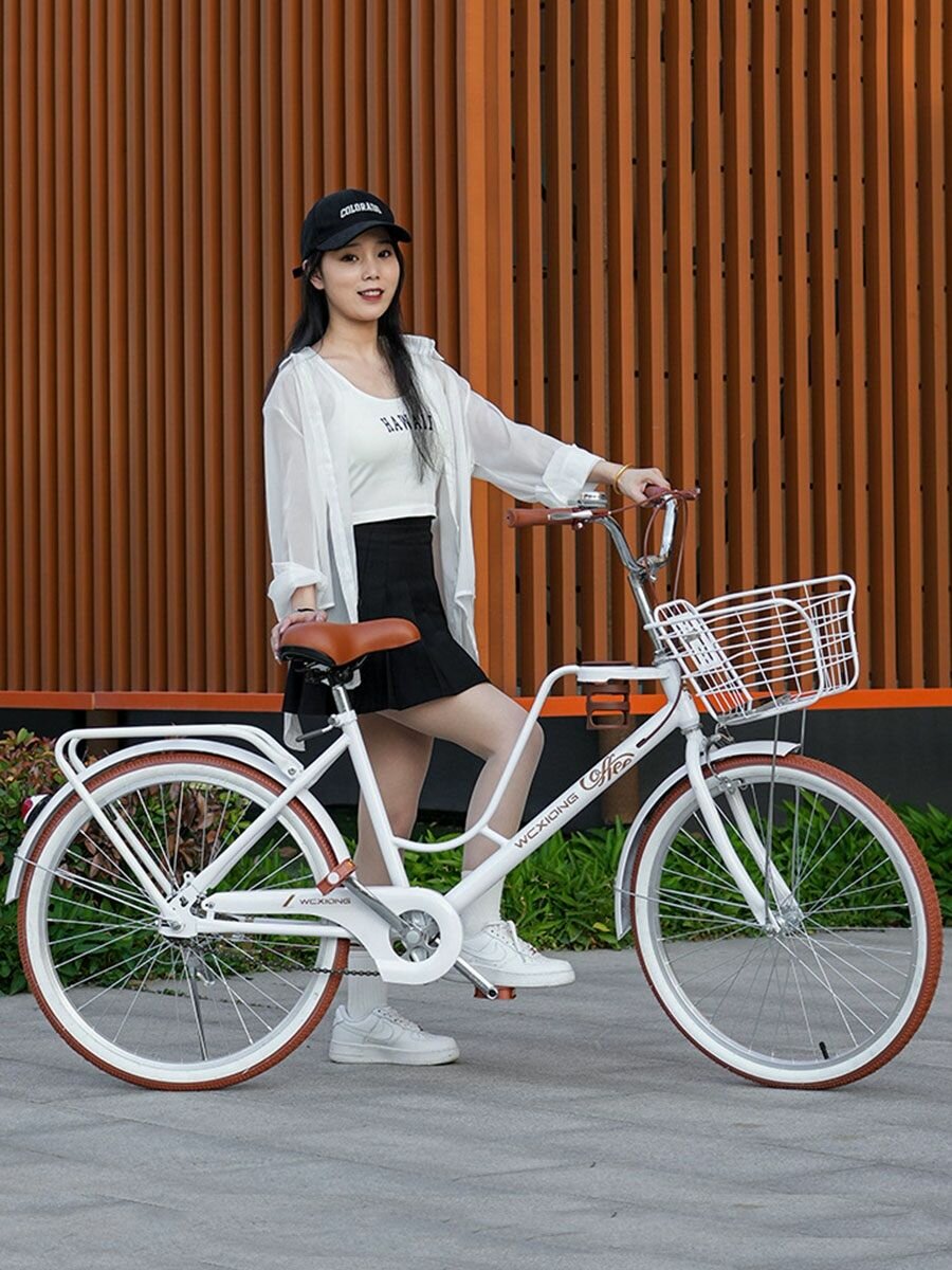 Гибридный велосипед, женский городской велосипед с корзиной для женщин ростом 150-185