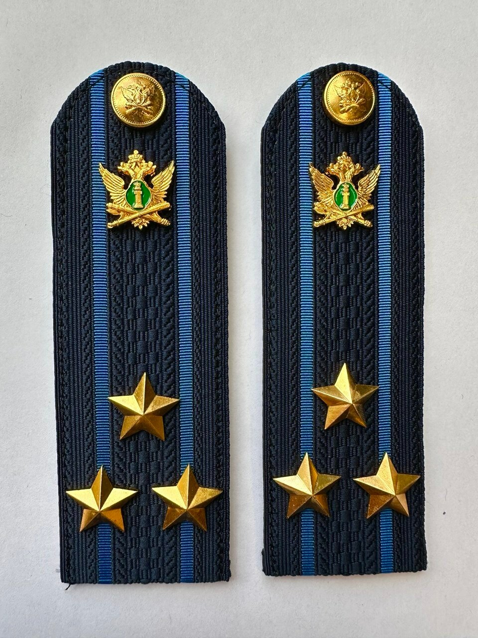 Погоны Фссп с фурнитурой звание Полковник картон 14х4,5см цвет темно-синий