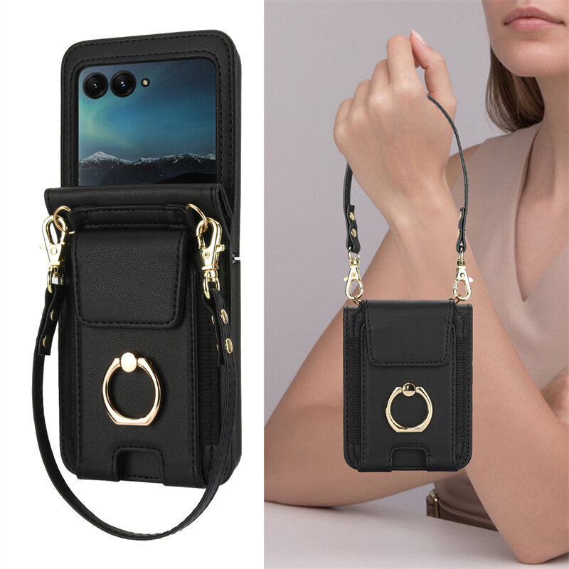 Подходит для Motorola Razr 50 Ultra / Моторола Разр 50 Ультра Модный Кошелек премиум-класса, кожаный чехол для мобильного телефона, Разр 50 Ультра, подставка, soft touch,360° Полная защита, резина