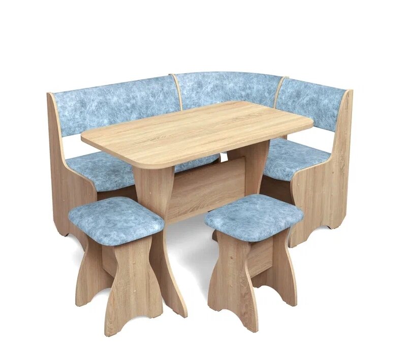 Кухонный уголок Betel Тюльпан Однотон ДУБ сонома, велюр лагуна