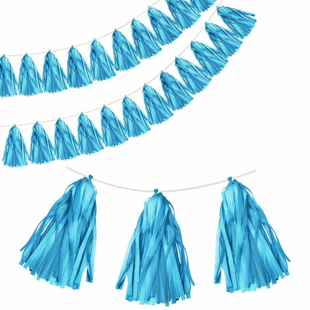 Гирлянда-дождик Волна веселья Тассел, цвет Ярко-голубой, 35х12 см 12 листов