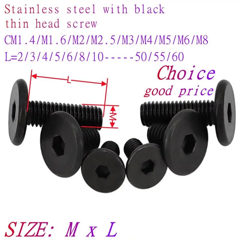 Болты шестигранные из нержавеющей стали 304, M1.4-M10, длина 16mm