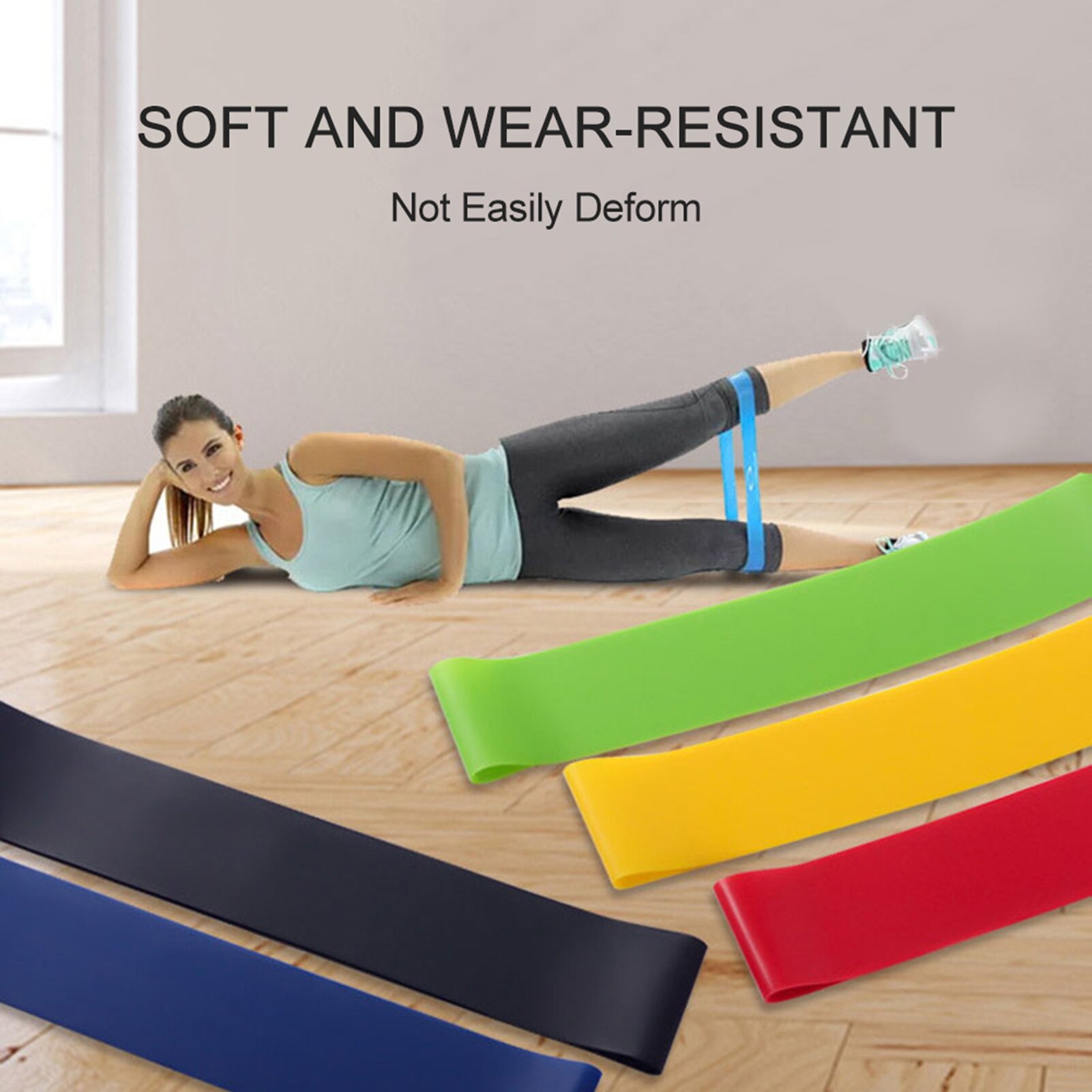 5 шт. портативный латексный эластичный бандаж для фитнеса, спорта, йоги, глубоких приседаний, гладкая поверхность, эластичный бандаж