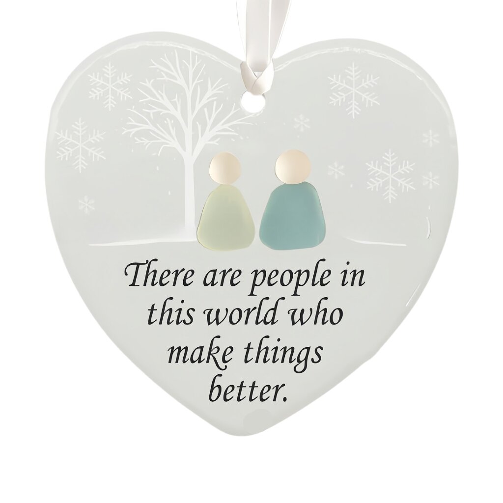 Heart-Shaped Beach Glass Friendship Decor, Enduring Friendship Heart Tokens, Friendship Heart Ornament for Christmas Tree Hanging Ornaments, Beach Glass Art