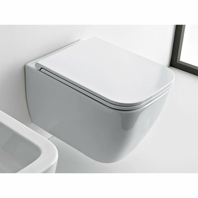 Унитаз Scarabeo Teorema 2.0 5126TW/41 | 8305/B41 | 10050/A подвесной, безободковый , с сиденьем и набором быстрого монтажа, цвет-Pearl