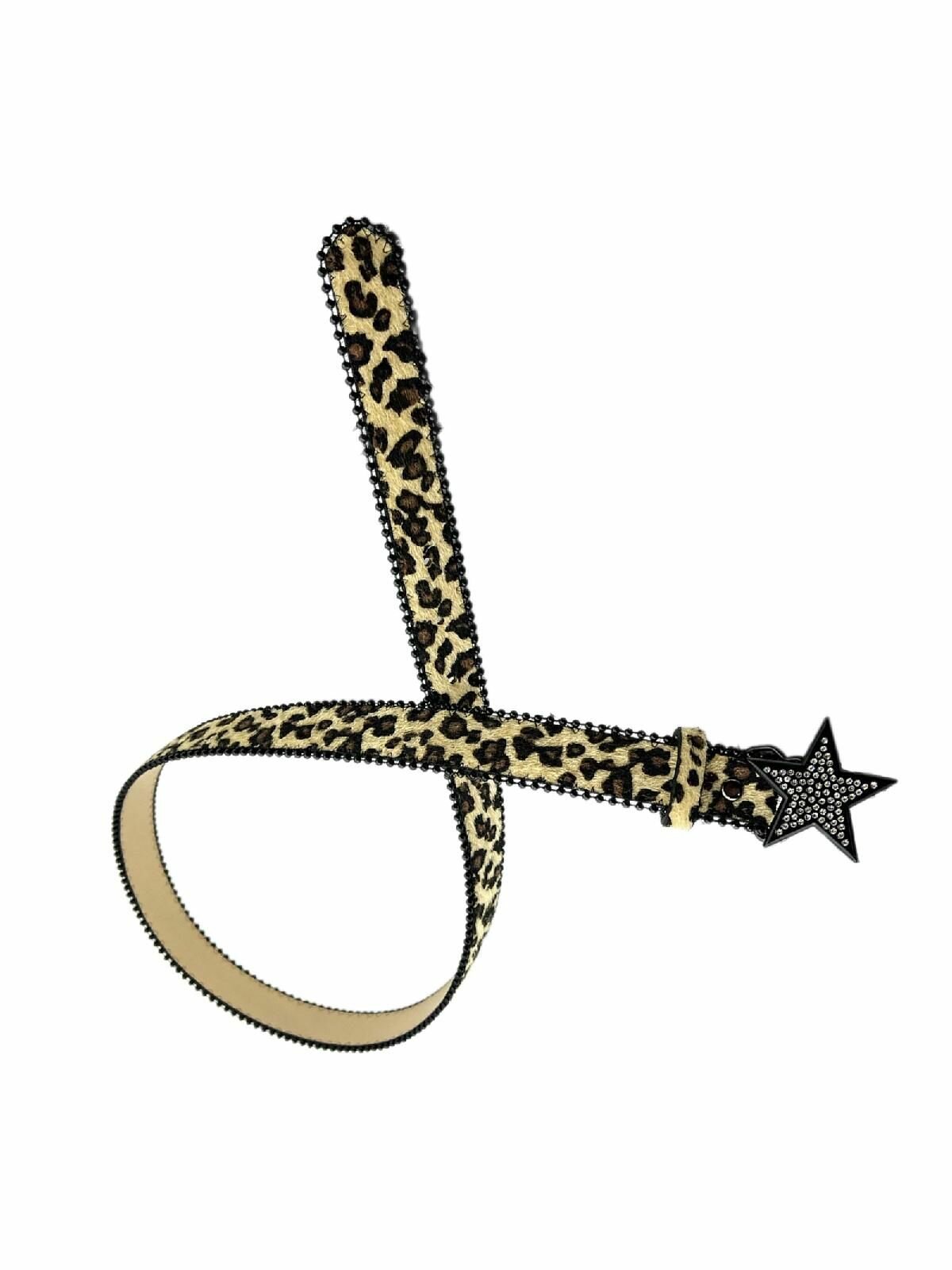 Модный пояс с леопардовым принтом, элегантные камни и звезды, Желтый