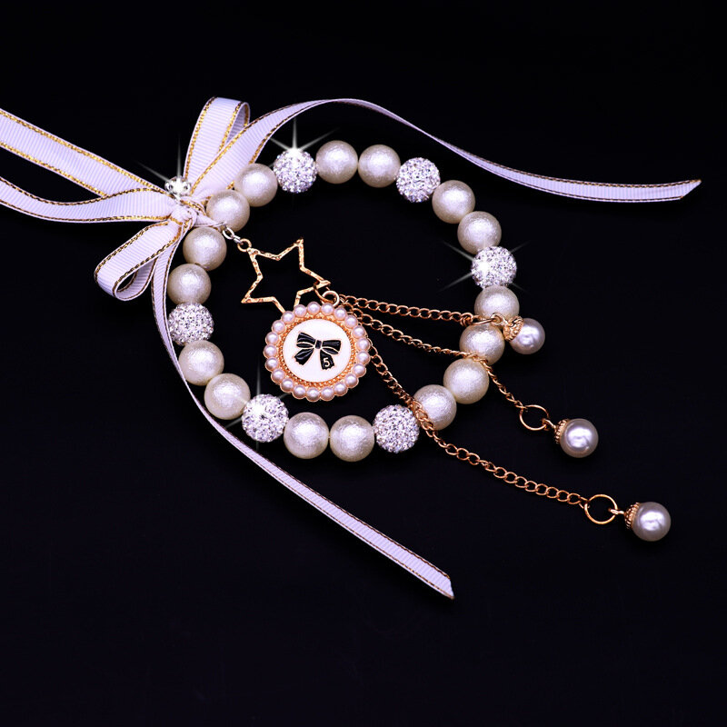 Подвеска "Автомобильный кулон" Ai, с зеркалом, USB жемчужно-бриллиантовый шар, круглая, белая