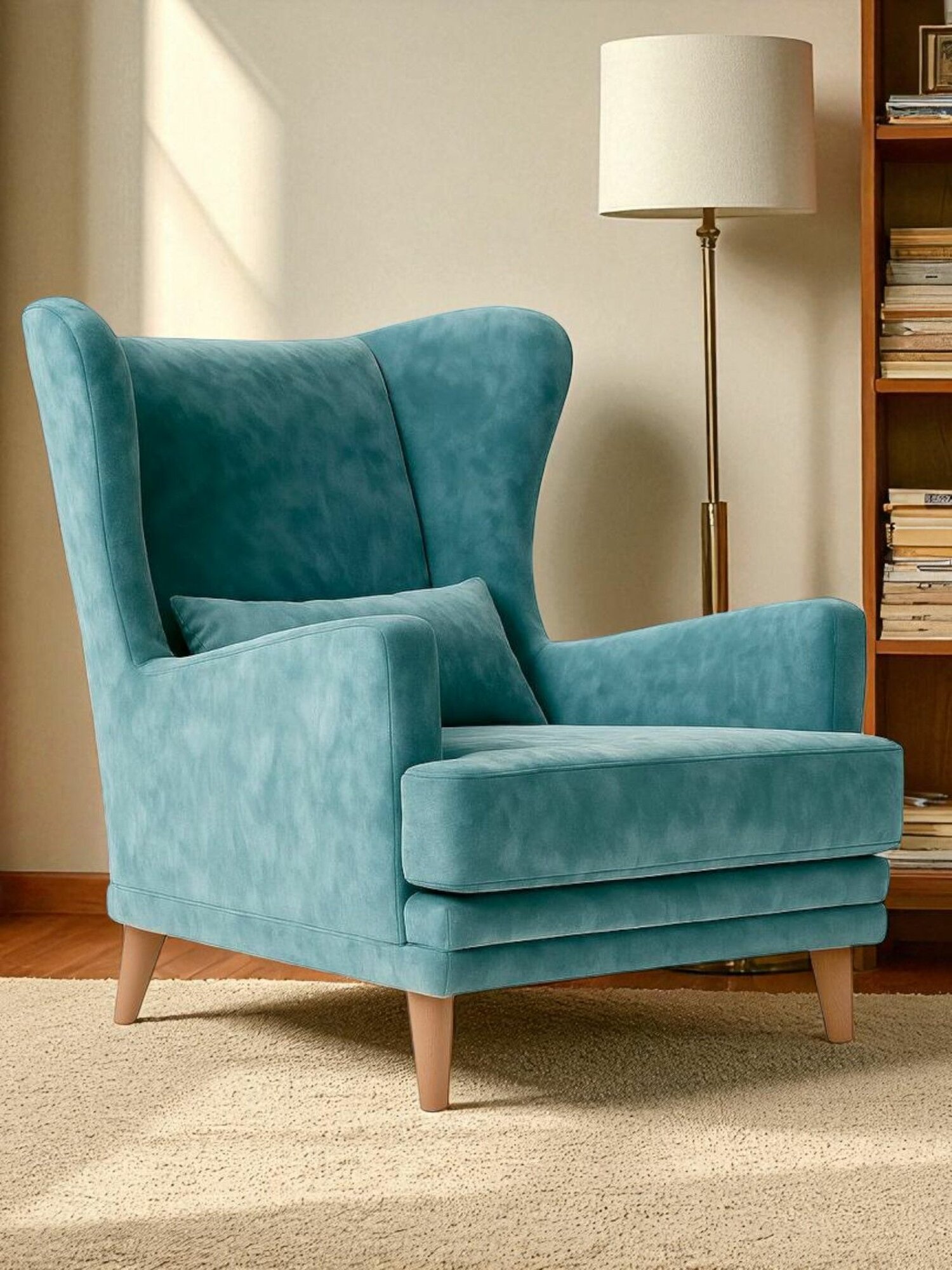 Кресло мягкое Вегас, кресло мягкое для дома бирюзовое велюр Crush 19