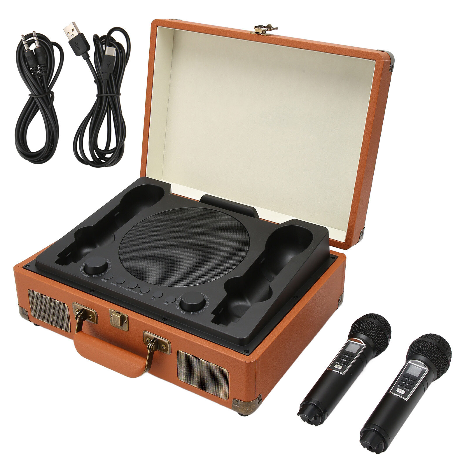 Караоке машина BT5.0 портативная акустика 2 микрофона