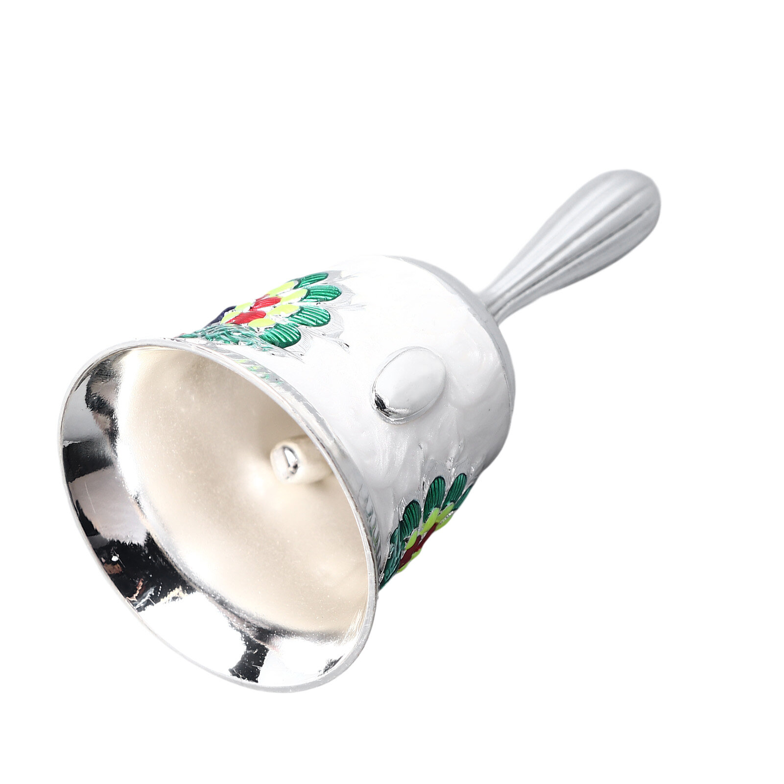 Колокольчик винтажный латунный антикварный изысканный резной узор колокольчик для звонка колокольчик для ужина, свадьбы, вечеринки, семейной школы, серебро с красочным белым