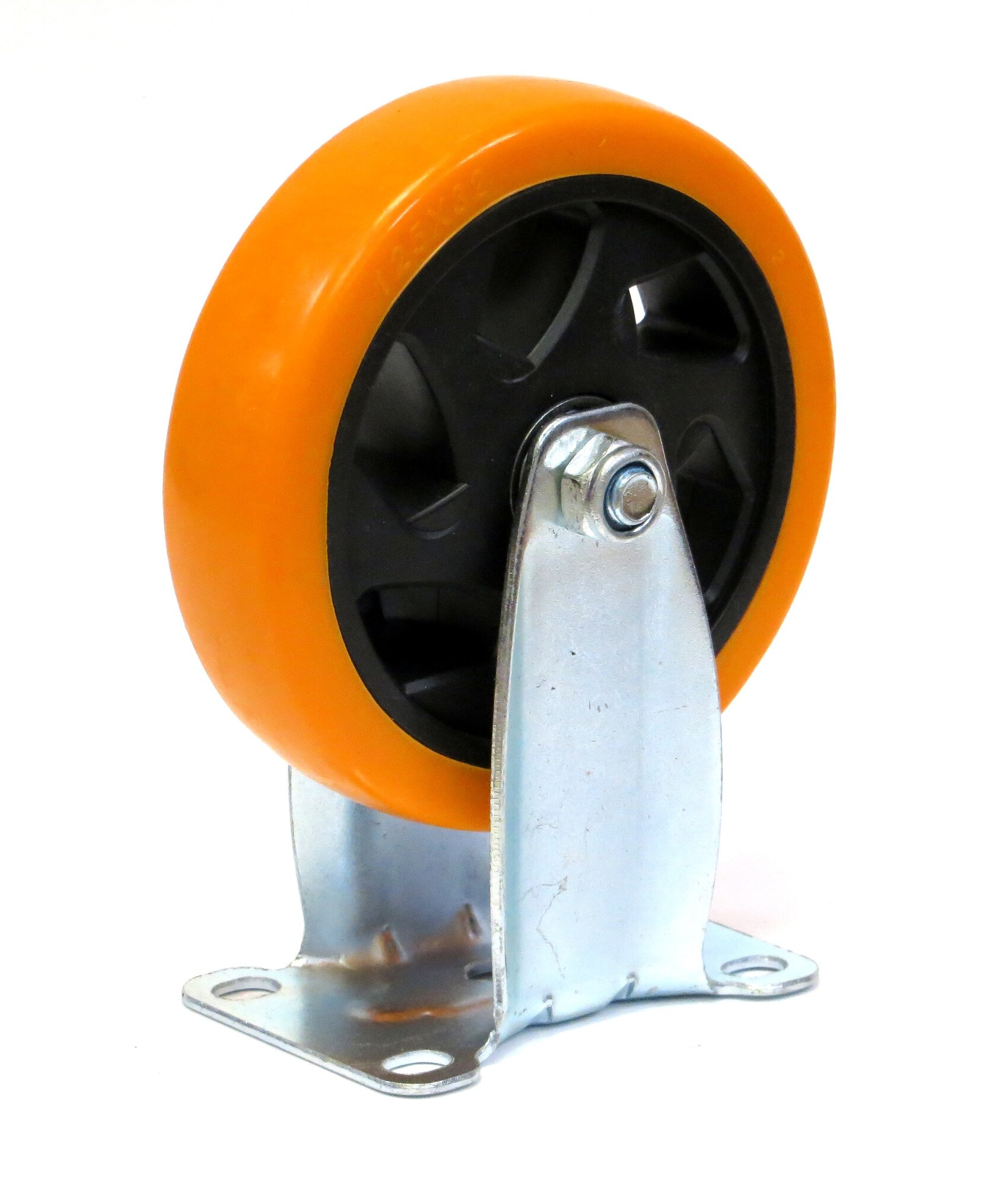 Колесо неповоротное HC-3307-PUR-125-OR (г/п 150кг, Ф 125мм), крепление платформа