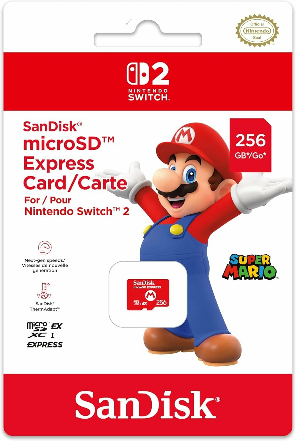SanDisk microSD Express карта памяти для Nintendo Switch 2 256 ГБ, SDSQXFN-256G-GN4NN