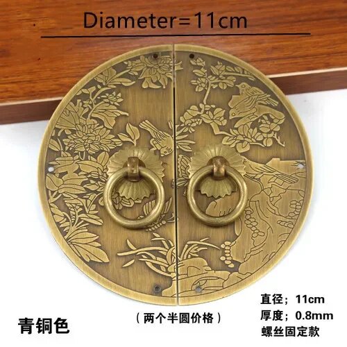 Латунная деревянная дверная ручка STUDY FENCE Diameter 11cm Bronze