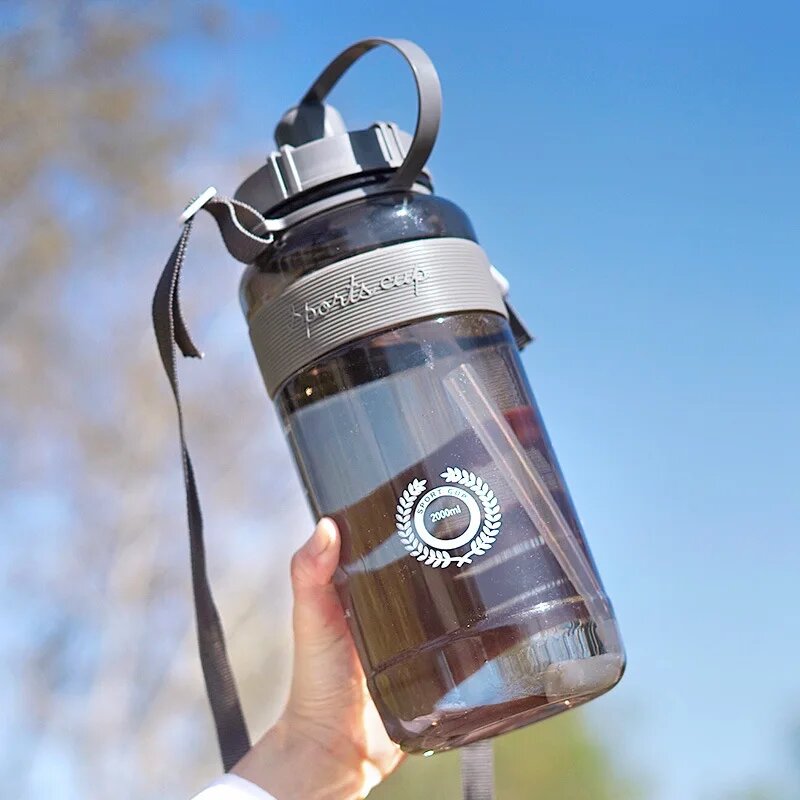 Пластиковая спортивная бутылка для воды 1л 2л 600ML, New gray